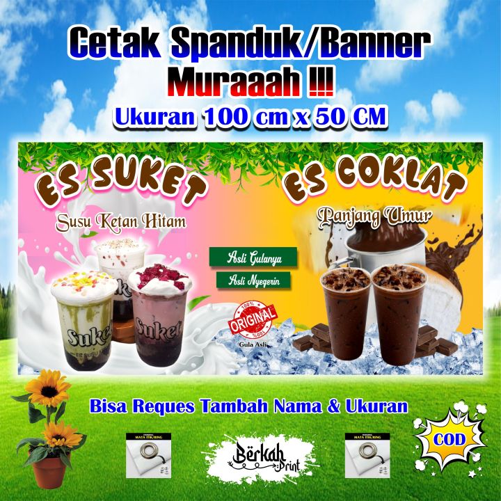 Spanduk Banner Es Suket Susu Ketan Hitam & Es Coklat Ukuran 100 cm x 50 ...