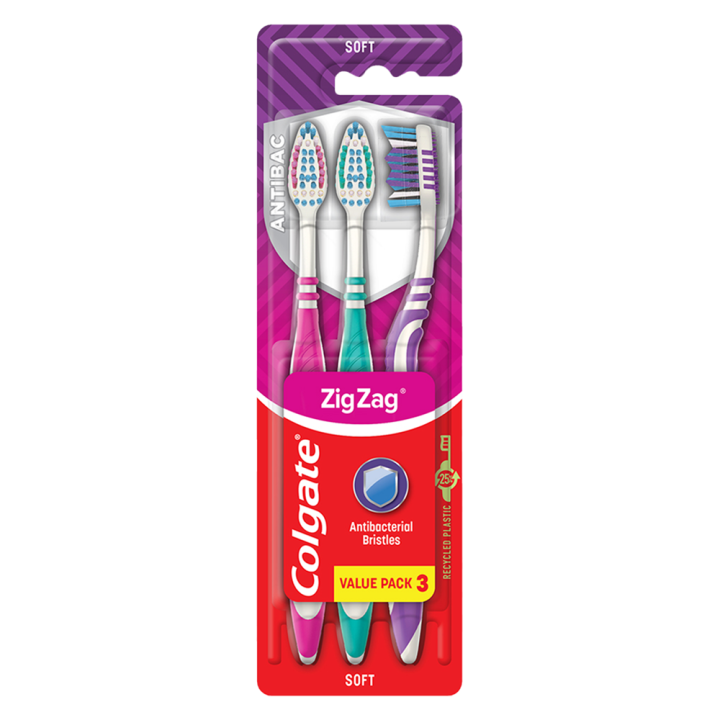 Colgate Zigzag Plus Soft Toothbrush with Cap Value Pack of 3 | Lazada PH
