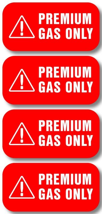 Premium Gas Only Sticker 4 PACK 2"x1" Fuel Stickers Decals 91 Octane ...