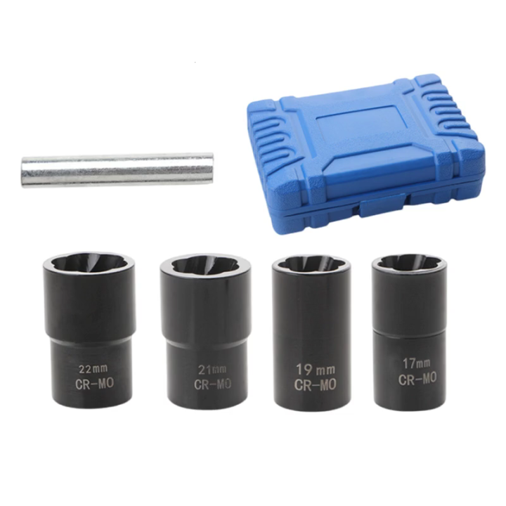 Nonslip Grip Socket Tool 4 Size Spirals Fluted Design Removes Rounded ...