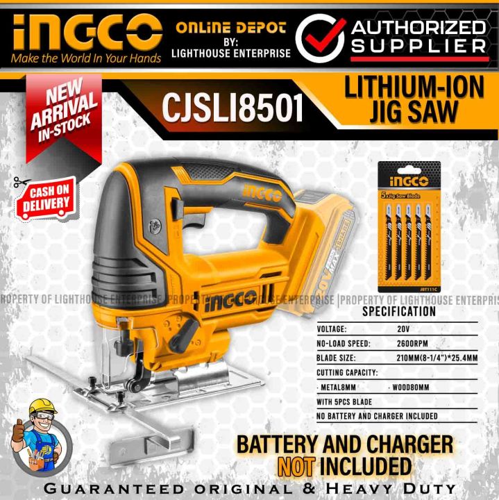 INGCO Cordless Jig Saw 20V Li-Ion (CJSLI8501) *LIGHTHOUSE ENTERPRISE ...