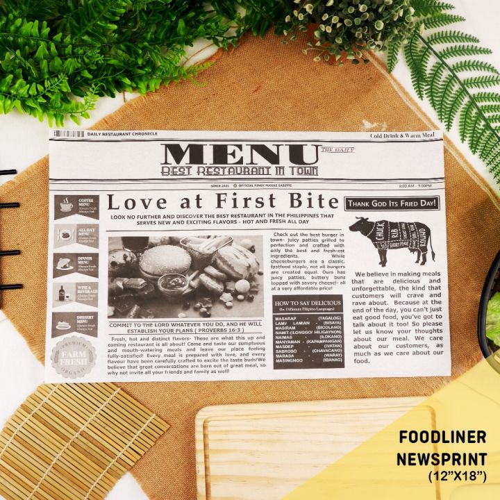 100 PCS GREASEPROOF PAPER BURGER / FOOD WRAPPER / LINER NEWSPRINT ...