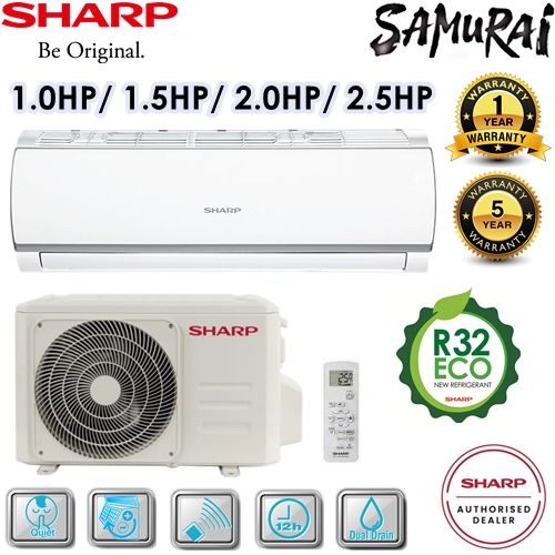 Sharp R32 Non-Inverter Air Conditioner WCD SERIES 1.0HP / 1.5HP / 2.0 HP / 2.5 HP FAST SHIPPING ...