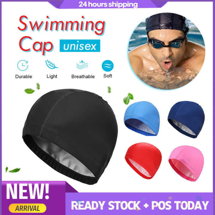 Swimming Cap Silicone Unisex Waterproof Plus Size Colorful Adult Long ...