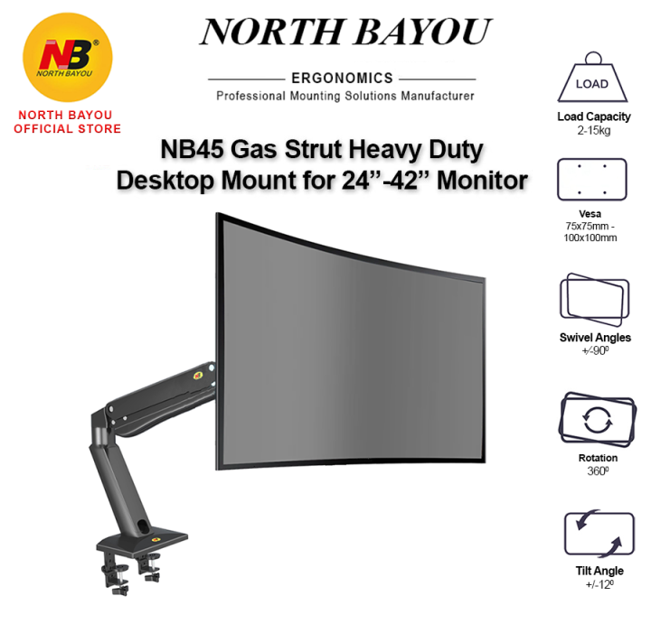 NB NB45 Gas Strut Heavy Duty Monitor Desk Stand Mount Arm Support ...