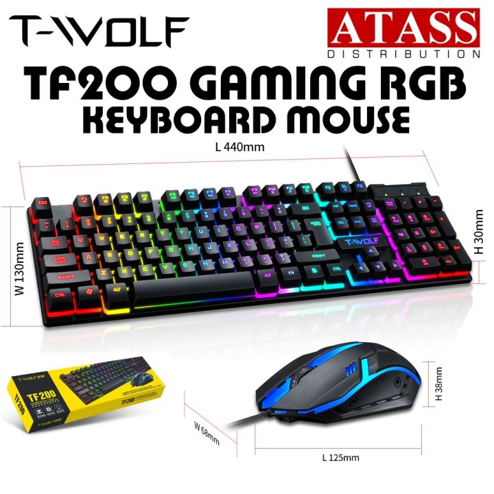 T-WOLF TF200 / T20 / TF230 / V1 Gaming Keyboard Mouse LED Backlight ...
