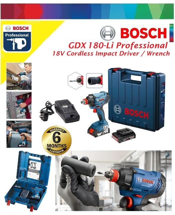 Bosch Gdx 180 Li Professional 180nm Cordless Impact Driver Wrench Lazada