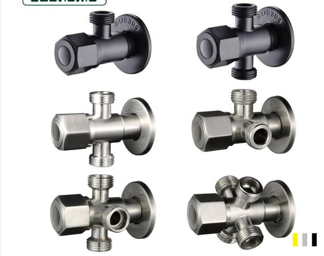 SUS 304 3-Way Angle Control Stop Valve 1/2 inch(15mm) Water Diverter ...