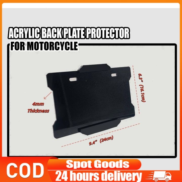 MOTORCYCLE PLATE NUMBER BACK PROTECTOR│4MM BLACK ACRYLIC│NEW PLATE ...