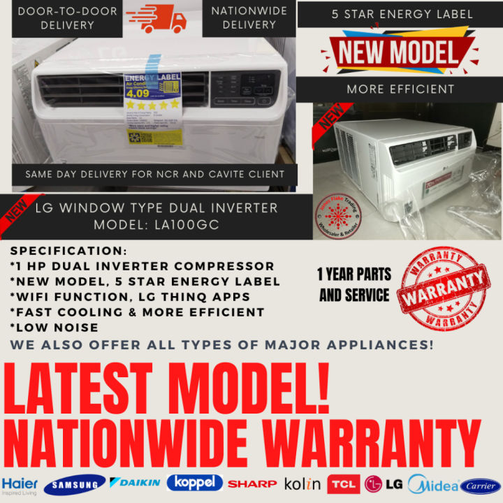 LG LA100GC 1HP Dual Inverter Window Type Aircon (Compact Size) LATEST ...