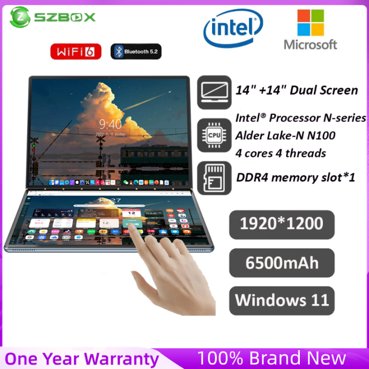 DS20 Dual Screen Handheld Laptop 14In+14In Intel N100 2.5K Windows 11 ...