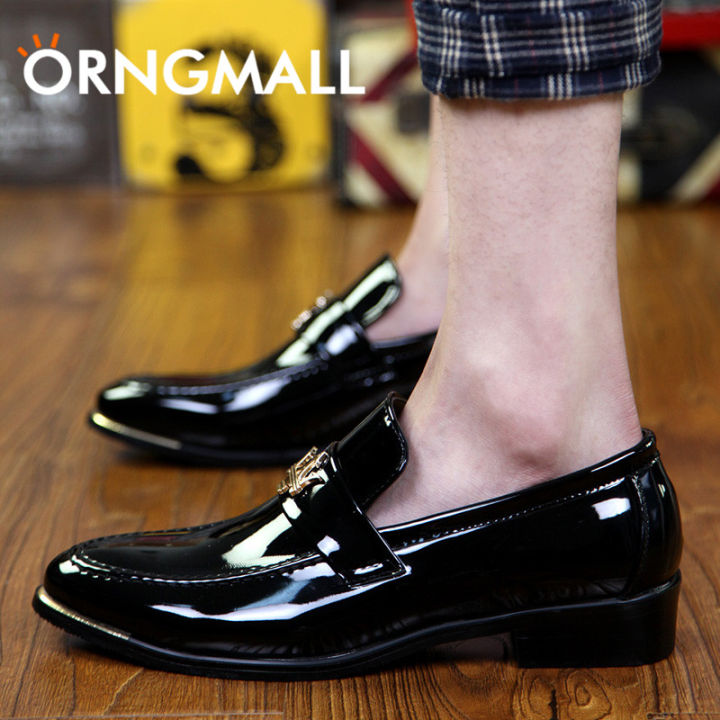 ORNGMALL Men's Pointed Leather Shoe Formal Shoes Casual Business Shoes ...