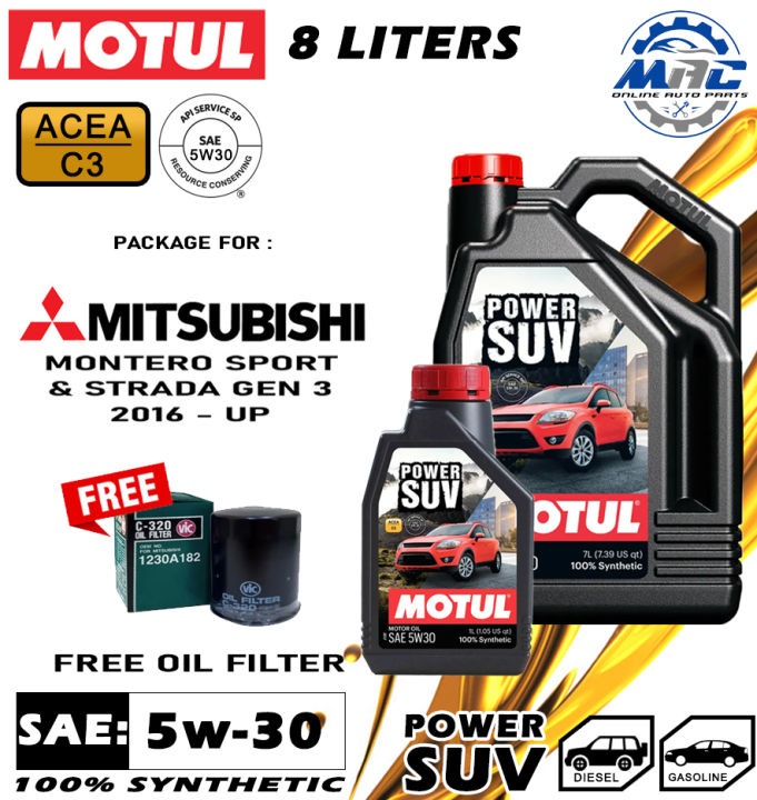 MOTUL POWER SUV 5W-30 8 Liters API SP ACEA C3 100% Synthetic PACKAGE ...