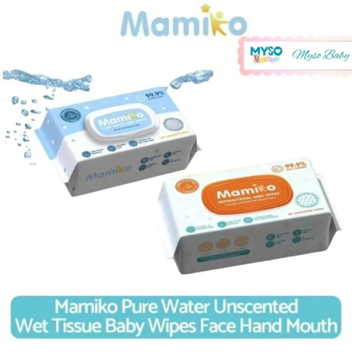 Mamiko Tisu basah bayi 80s pure water antibacterial baby wipes isi 80 ...