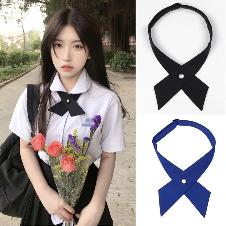 JK Cross Bowtie Shirt Tie Adjustable Cross Bow Ties Sweater Polo Neck Collar British Students ...