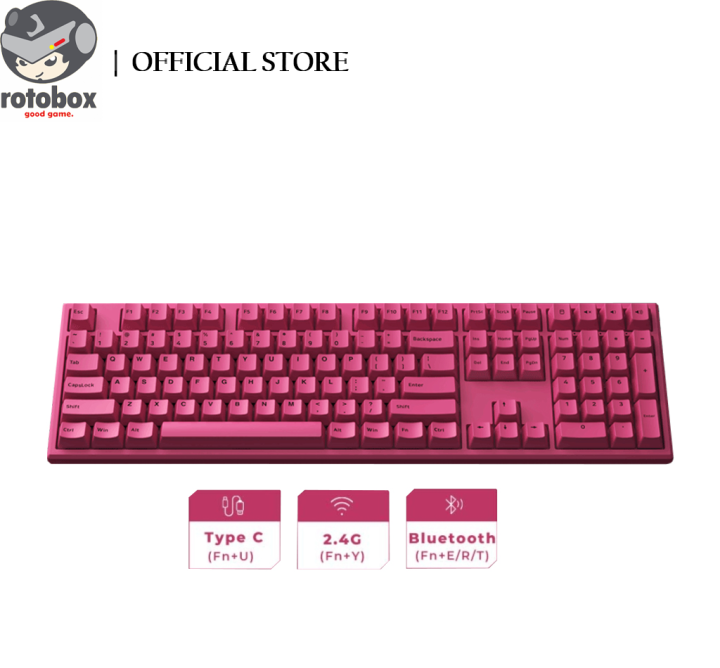 MONSGEEK MG108B ROSE RED KEYCAPS (CHERRY) MULTI-MODE FULL KEYBOARD ...