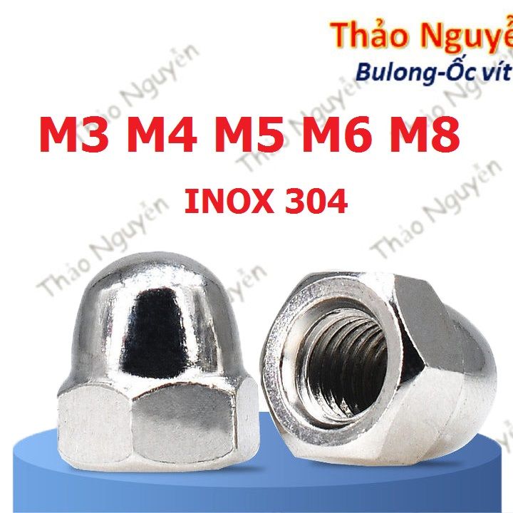 Tán bầu, Đai ốc mũ, đai ốc chỏm cầu INOX 304 M3 M4 M5 M6 M8 M10 M12 10Con | Lazada.vn