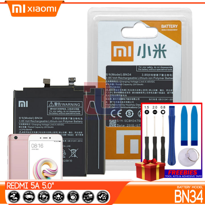 Xiaomi Redmi 5A Battery Original Quality and Capacity Model BN34. Fit ...