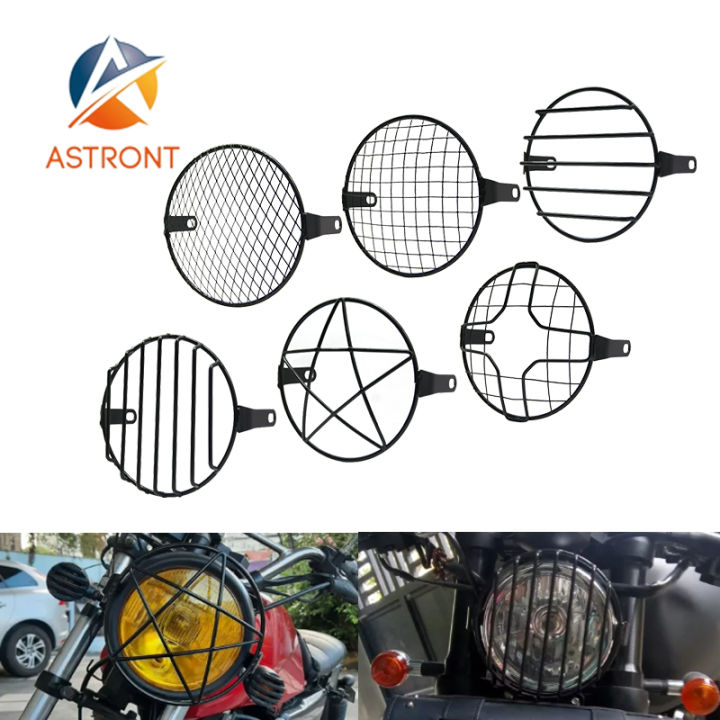 Motorcycle Headlight Cover Retro Old School Metal Motorcycle Grill Side ...