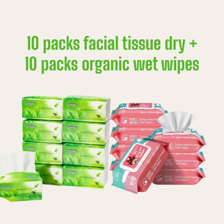 10 plus 10 Bundle- 10 packs wood pulp facial tissue +10 packs 80sheets ...