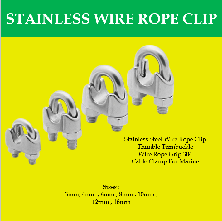 MAGO 3mm-16mm Stainless Steel Wire Rope Clip thimble turnbuckle Wire ...