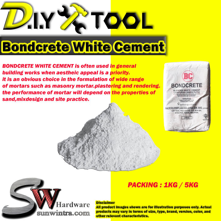 BONDCRETE WHITE CEMENT/SIMEN PUTIH (1KG / 5KG) | Lazada