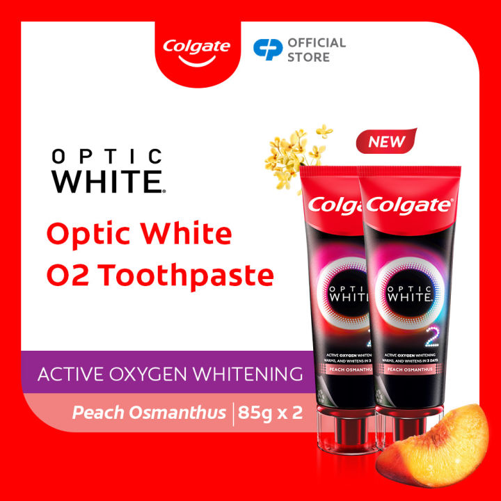 Colgate Optic White O2 Peach Osmanthus Whitening Toothpaste 85g [Bundle ...