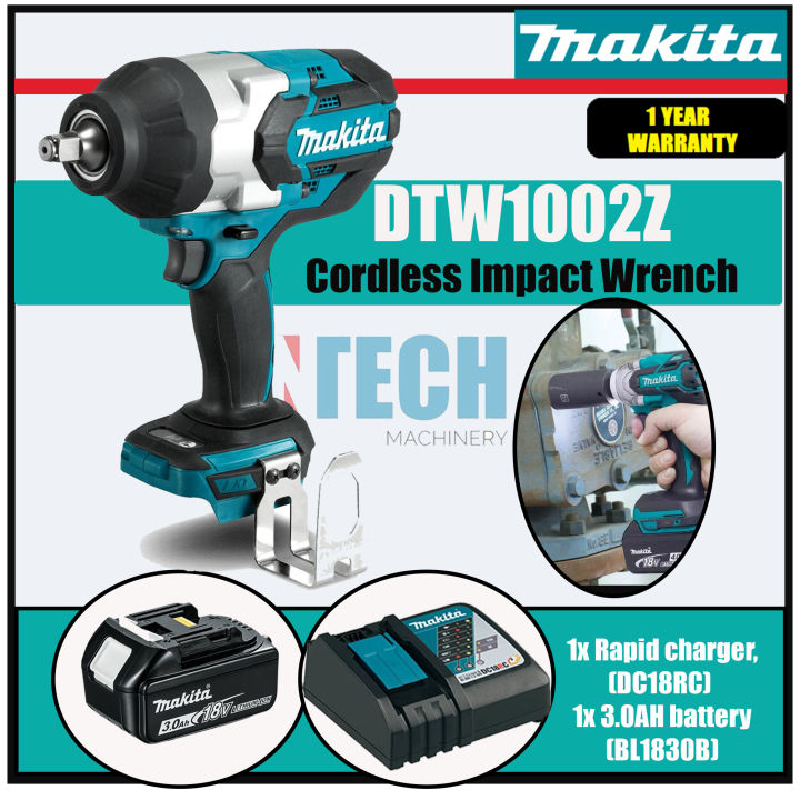 Makita Combo Kit DTW1002Z 18V Cordless Impact Wrench (1/2") + DC18RC ...