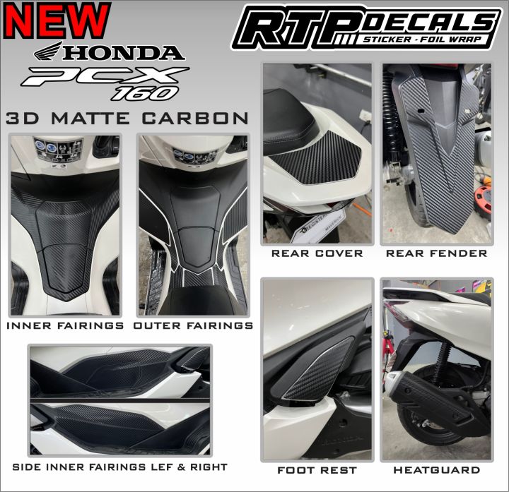 Honda Pcx 160 3D Carbon Fiber Accent Decals Sticker | Lazada PH
