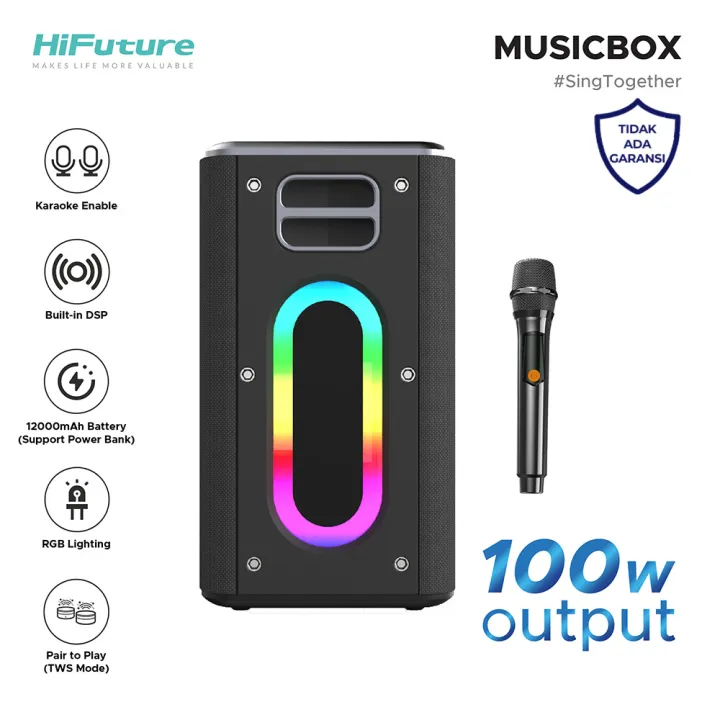 Music Box Portable Bluetooth Speaker 100W Karaoke Support RGB Light ...