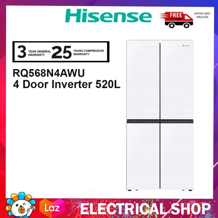 {FREE SHIPPING} Hisense 4 Door Inverter 520L Fridge RQ568N4AWU ...