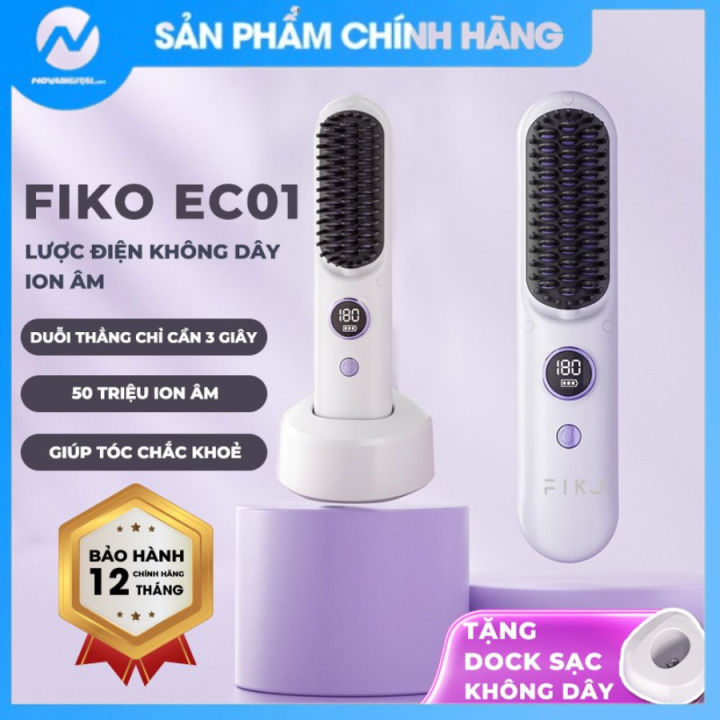 Lược điện không dây ion âm FIKO EC01 - Chăm sóc tóc suôn mượt, tạo kiểu ...