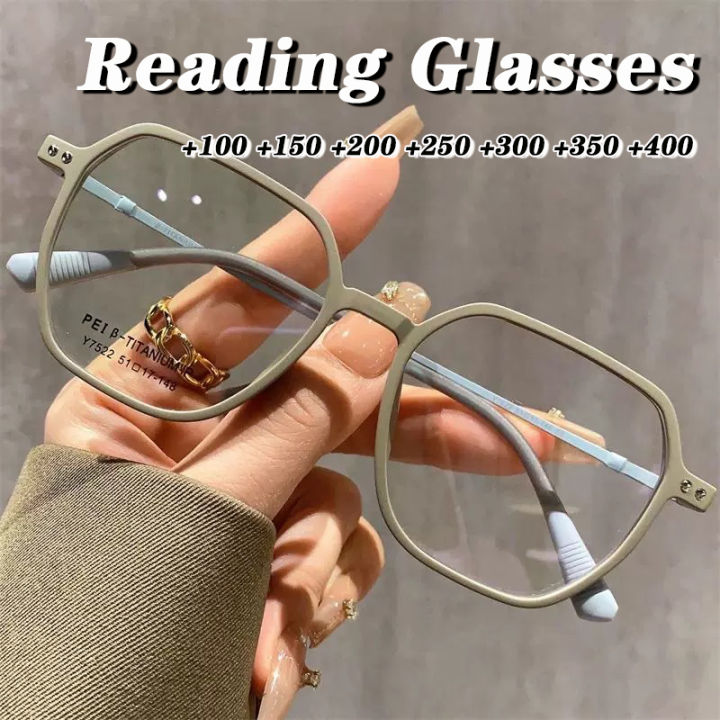 +100 to +400 Square Reading Glasses for Women Fashion Presbyopia ...