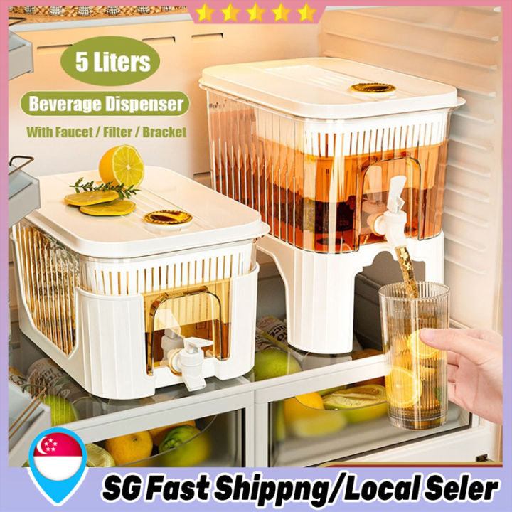 SG stock 5L Cold Water Bucket with Faucet Refrigerator Jug Dispenser ...