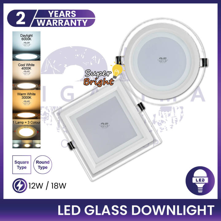 LED Glass Downlight 4Inch 12W / 6Inch 18W Round Square LED Panel Light ...