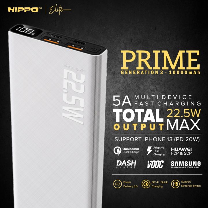 Hippo Elite PowerBank Prime Gen 3 PD 22.5W 10000mAh Quick Fast Charging ...