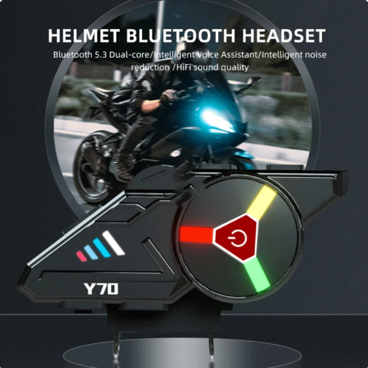 Kebidumei Y70 Intercom Bluetooth 5.3 Headset Helm Motor RGB Multifungsi ...