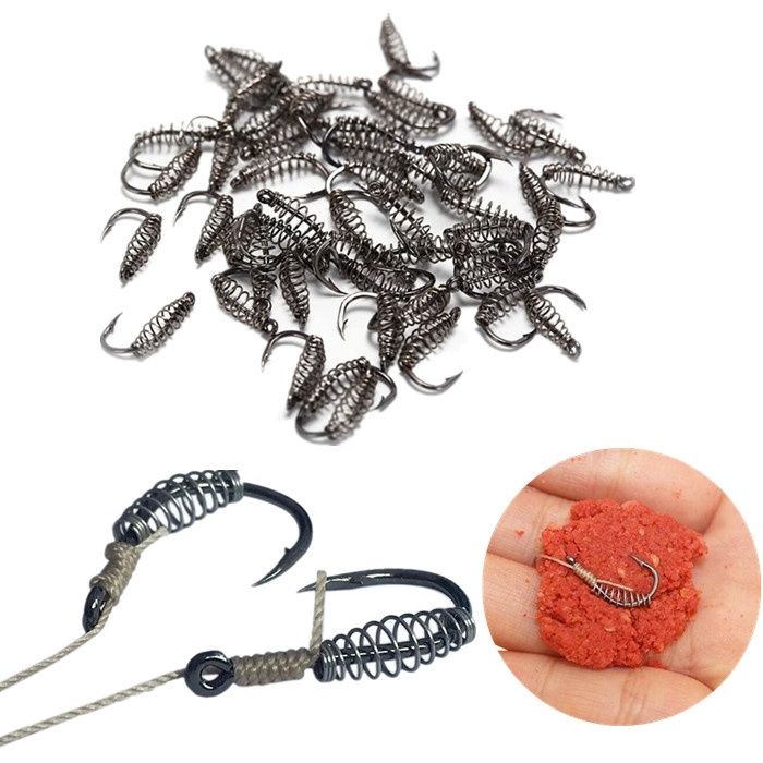 20pcs/pack Stainless Steel Fishing Hooks Barbed Swivel Carp Jig Spring ...
