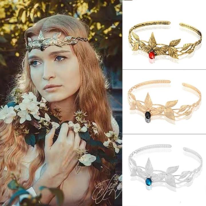 Shinning Leaves Shape Headband for Cosplay Gold/Silver Greek Style Hair ...