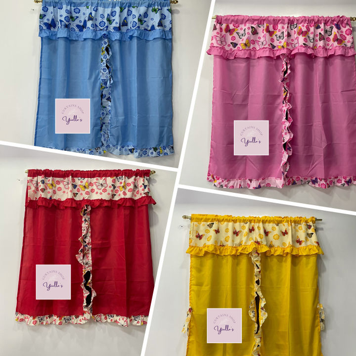 BUTTERFLY (Plain) Split Window Curtains/Biyak Curtains (Geena fabric ...