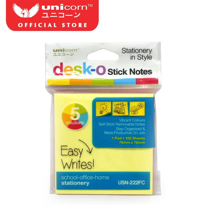 Unicorn Stationery Multi Colour Sticky Stick Note 76MMX76MM USN-222FC ...