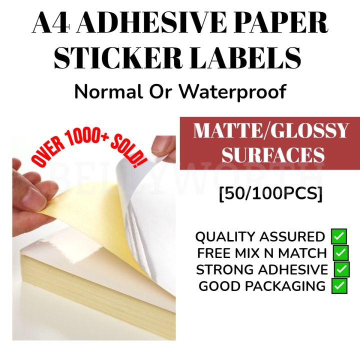🇸🇬 | BellyWorth Sticker Label A4 Adhesive Label NORMAL OR WATERPROOF ...