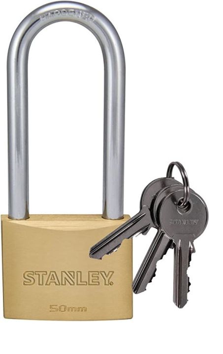STANLEY SOLID BRASS PADLOCK 50MM LONG SHACKLE S742-044 | Lazada PH