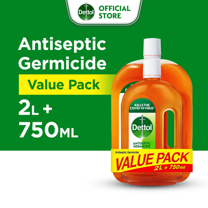 Dettol Antiseptic Disinfectant Germicide Liquid 2L + 750ml - Value Pack ...
