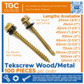 TGC 100PCS Tekscrew 12 x 16mm~100 mm ( 5/8 - 4 inches ) Teks Screw ...