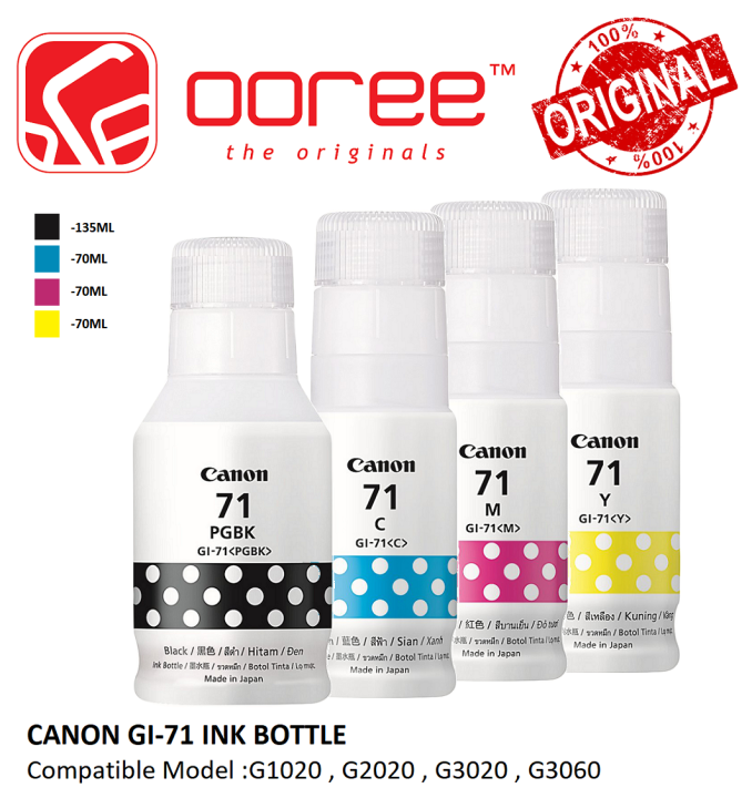 [ORIGINAL] GENUINE CANON GI71 GI-71 GI 71 BLACK (135ML), CYAN (70ML ...