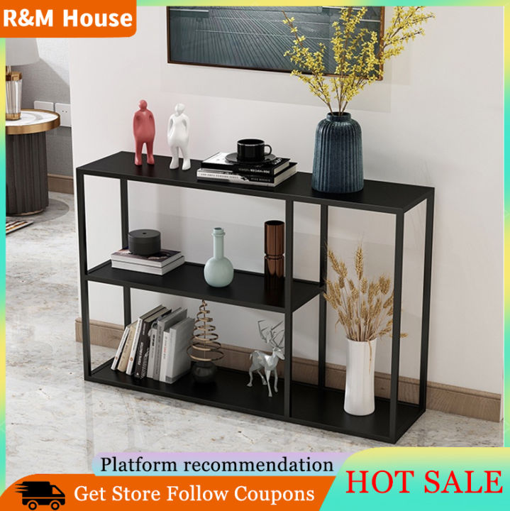 Nordic Iron Console Table Entrance Storage Shelf Creative Book Shelf ...