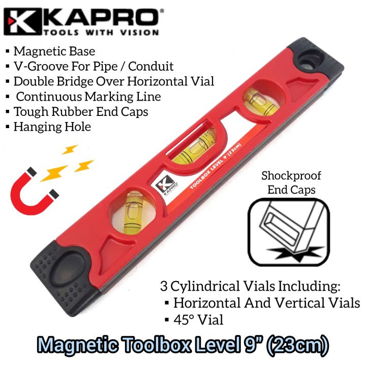 Kapro USA Magnetic Spirit Measure Level 9" (23CM) For Home Construction ...