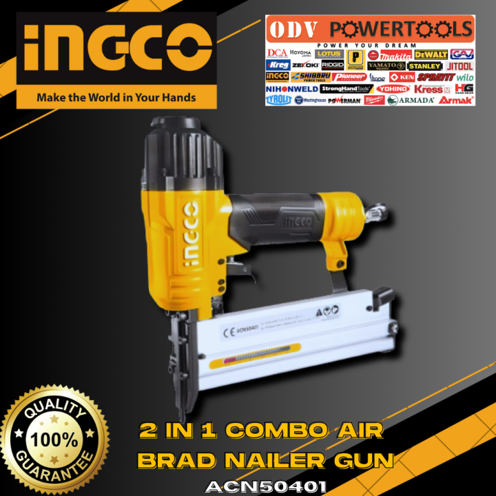 INGCO 2 in 1 Combo Air Brad Nailer ACN50401 ~ ODV POWERTOOLS | Lazada PH