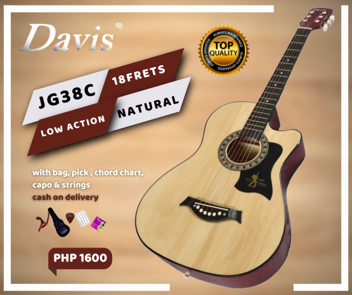 Davis Acoustic Guitar with Capo & Strings | Lazada PH